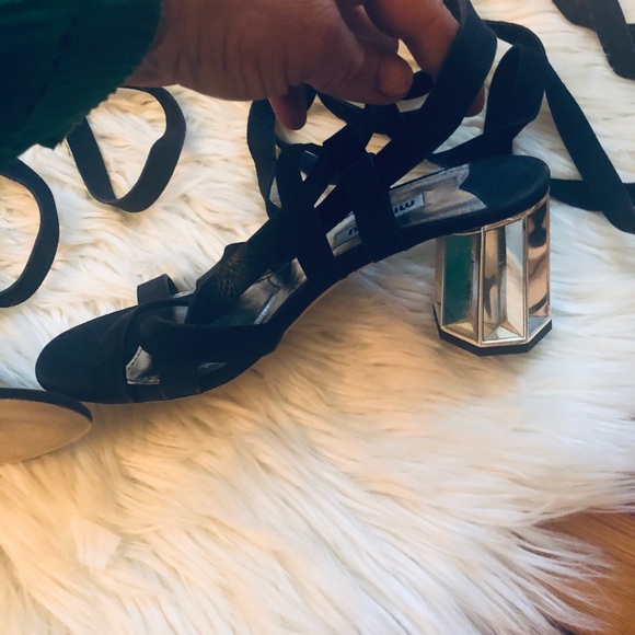 Miu Miu | Shoes | Miu Miu Dark Navy Blue Lucite Heel Gladiators | Poshmark